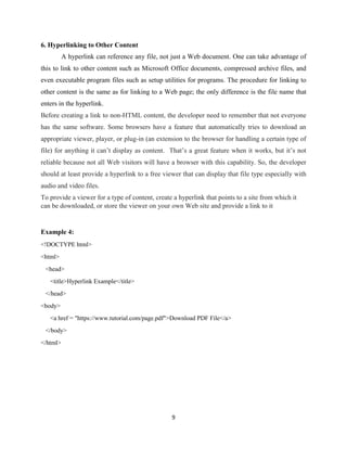 Links in HTML AND CSS COMPREHENSIVE STUDY | PDF