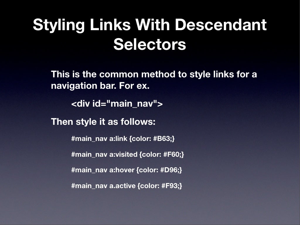 Css Styling Links And Creating Navigation