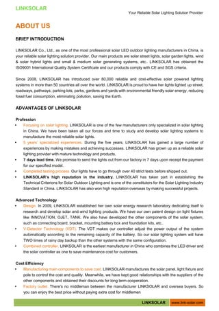 Linksolar catalog for customize solar street light | PDF
