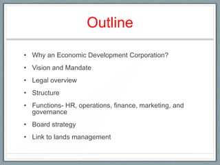 Starting a First Nation’s Economic Development Corporation Workshop | PPTX