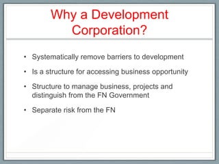 Starting a First Nation’s Economic Development Corporation Workshop | PPTX