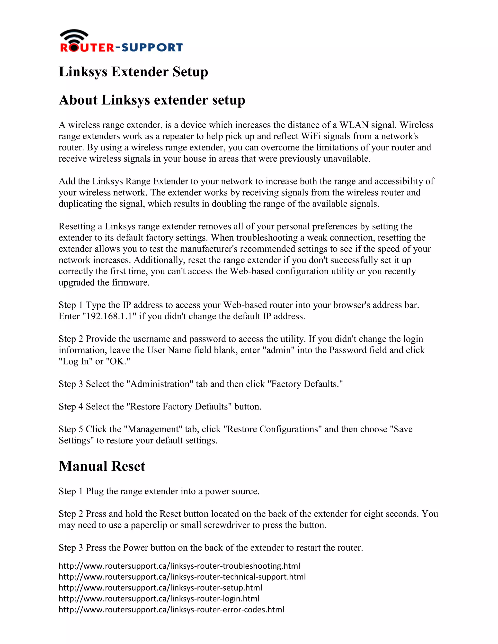 Linksys extender setup | PDF