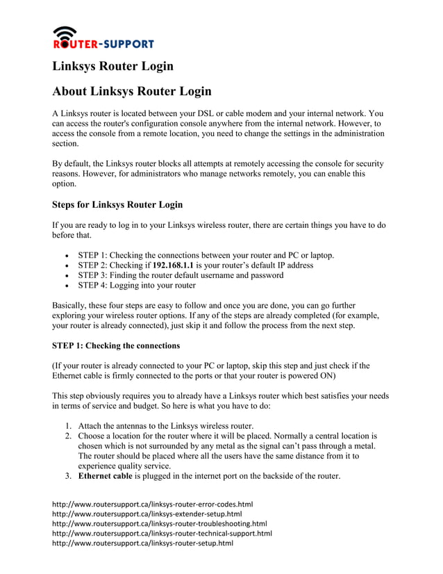 Linksys router login | PDF