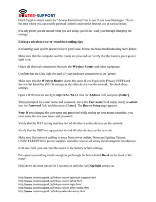 Linksys router troubleshooting | PDF