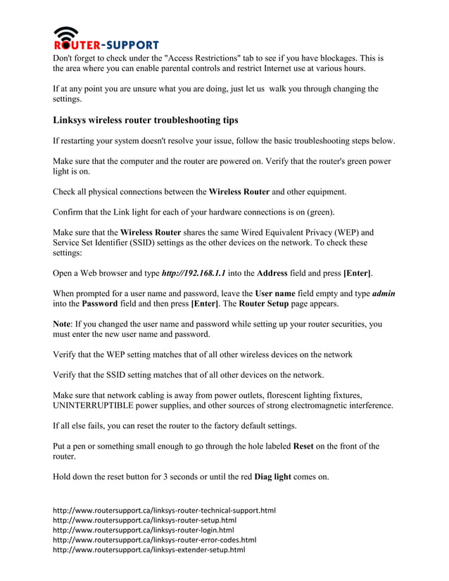 Linksys router troubleshooting | PDF