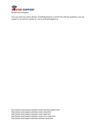 Linksys router troubleshooting | PDF