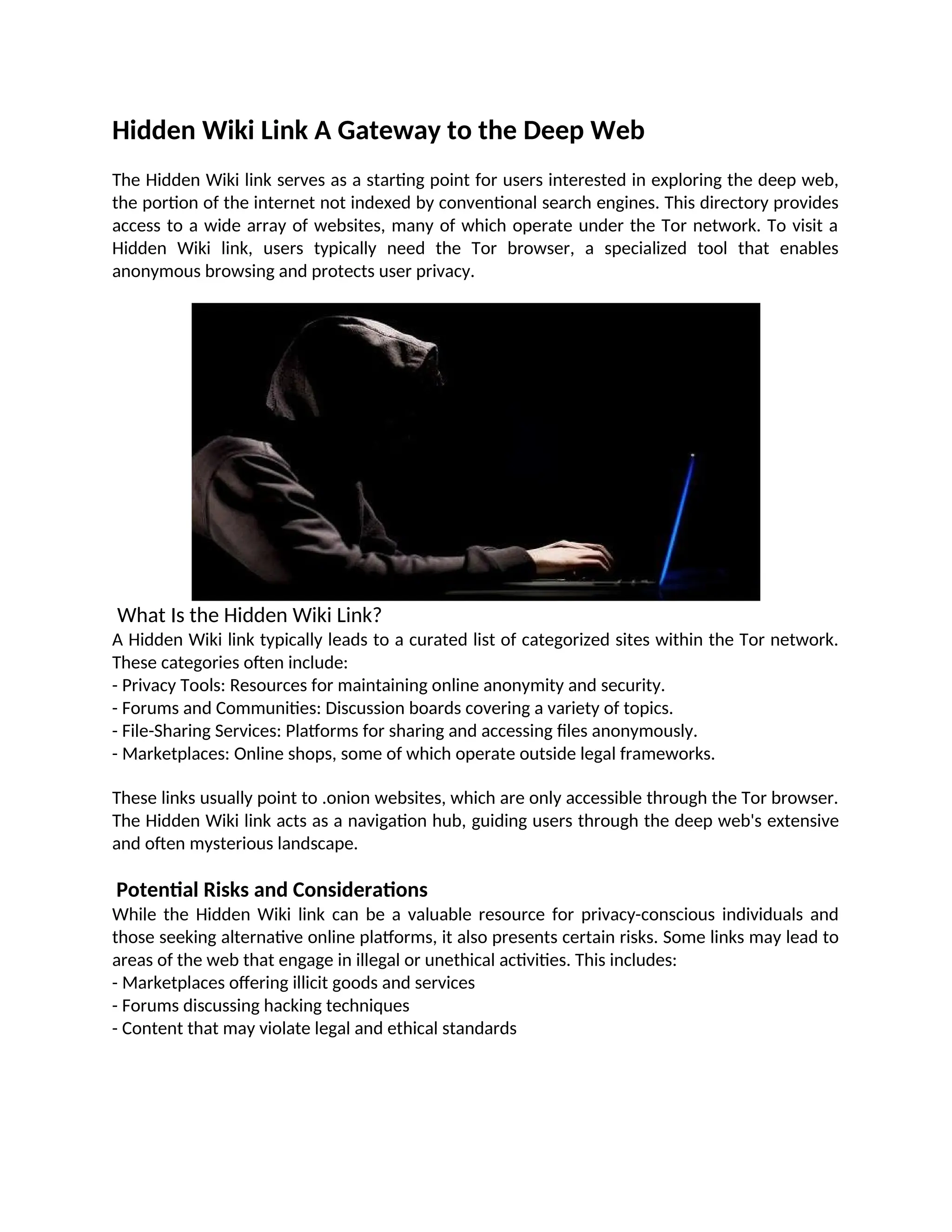 Hidden Wiki Link A Gateway to the Deep Web | DOCX