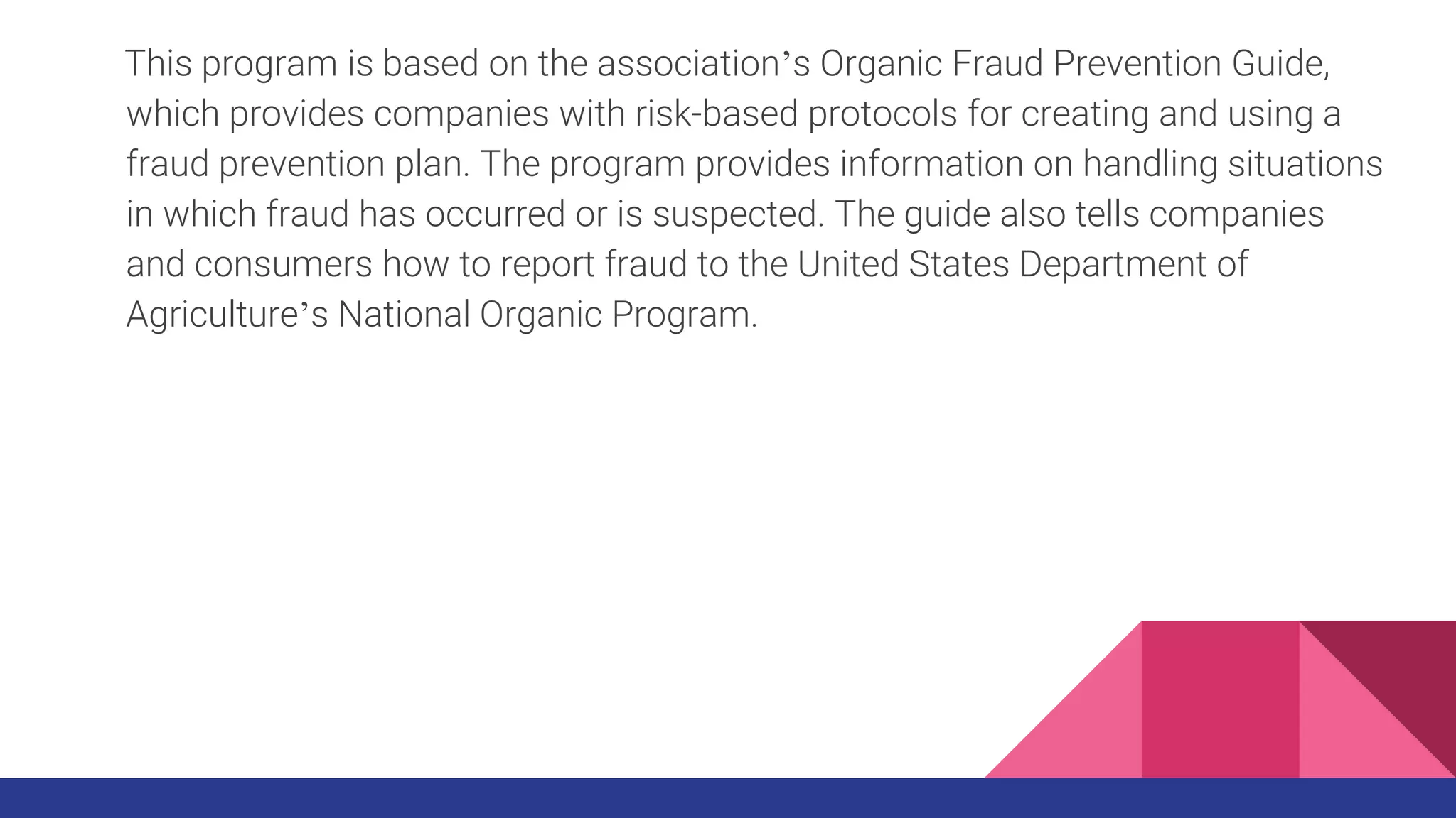 OTA - an Initiative for Preventing Organic Fraud | PPTX