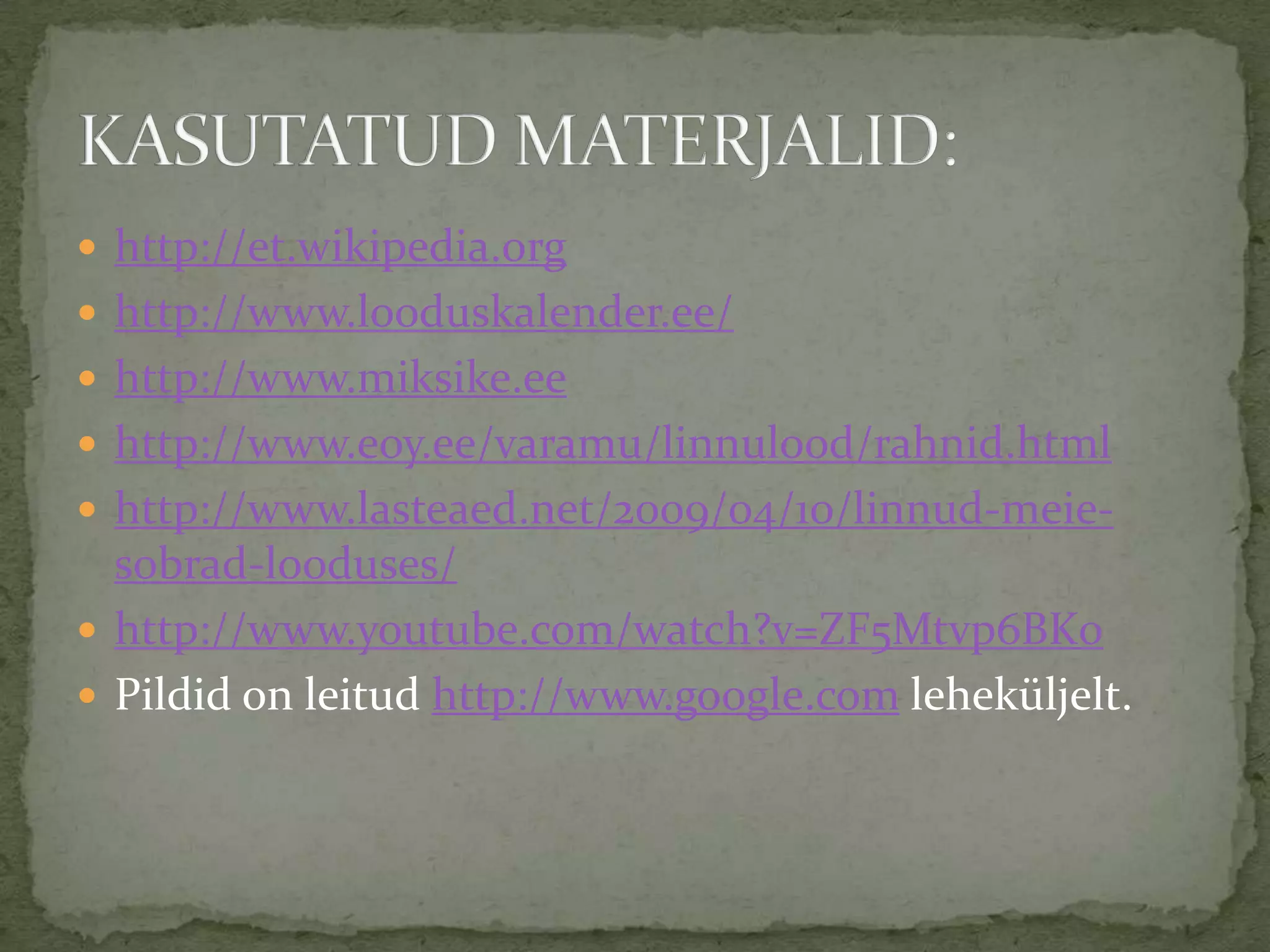 "Linnud" lasteaia lastele | PPTX