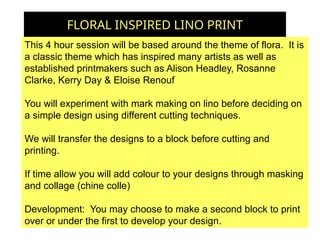 Floral lino printmaking project for beginners | PPTX