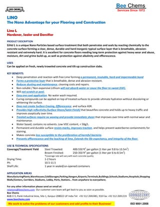 Lino l hardener, sealer, densifier ,bee chems,india | PDF
