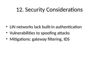 LIN Presentation Detailed for automotive | PPTX