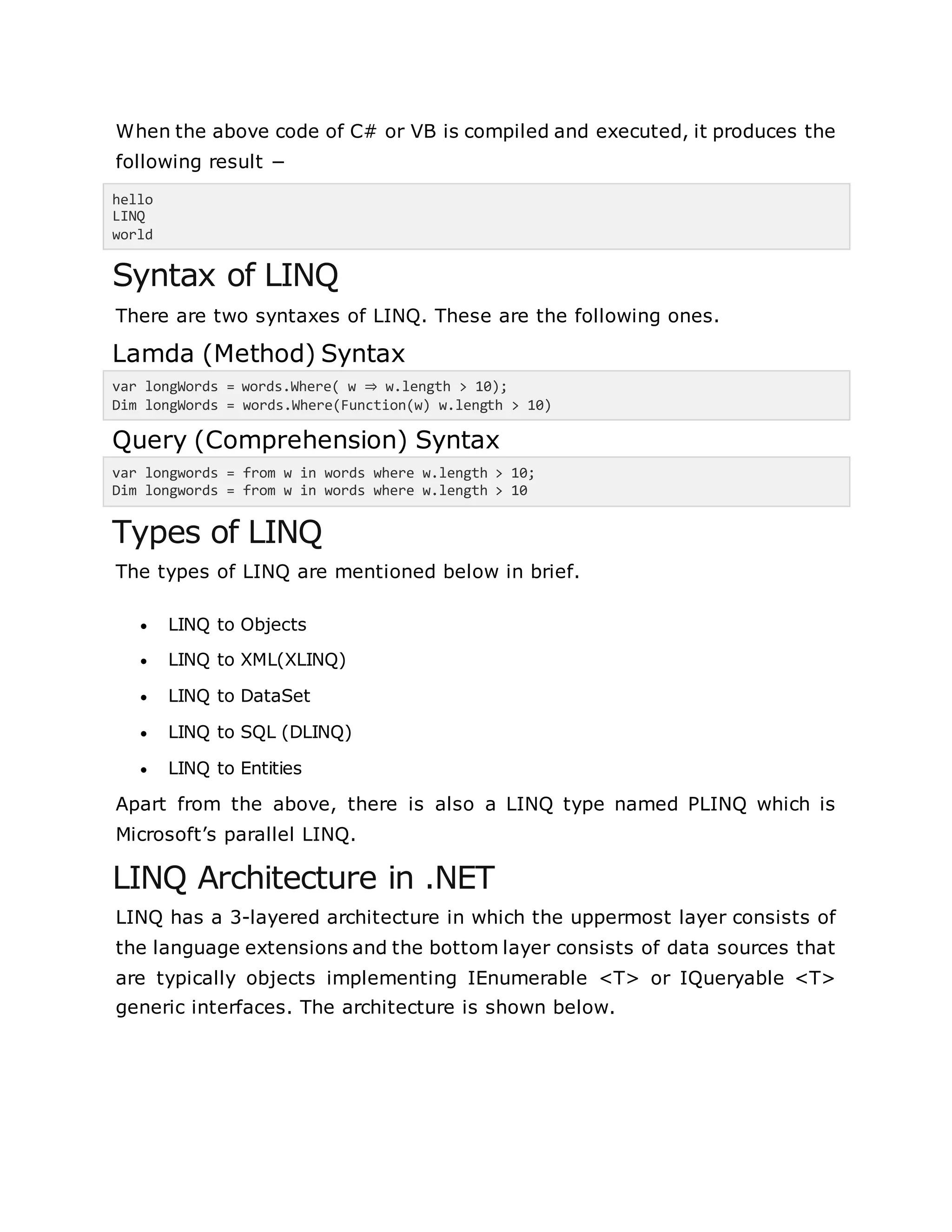 Linq in C# | DOCX