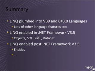 LINQ in Visual Studio 2008 | PPT