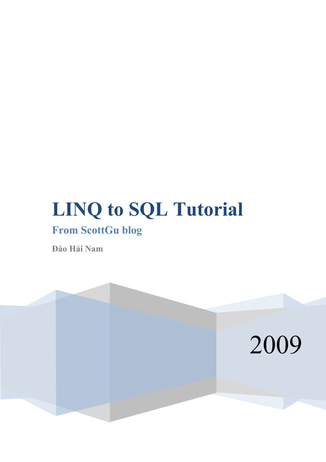 Linq To Sql Tutorial Pdf