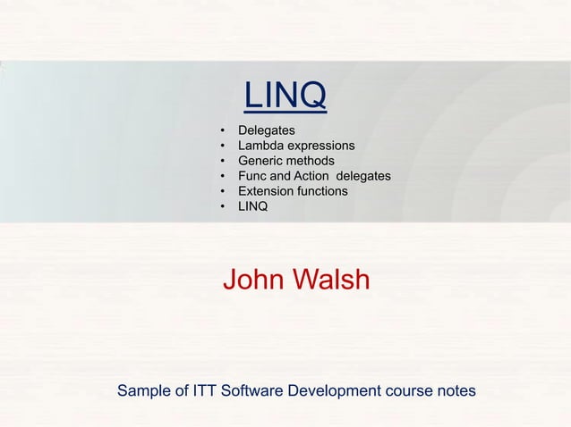 Linq and lambda | PPT