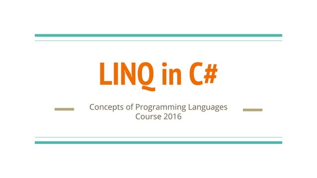 LINQ in C# | PPTX | Databases | Computer Software and Applications