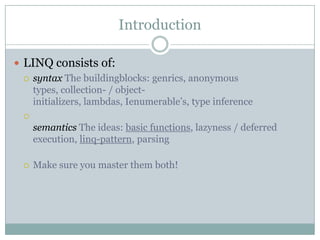 Linq inside out | PPTX | Databases | Computer Software and Applications