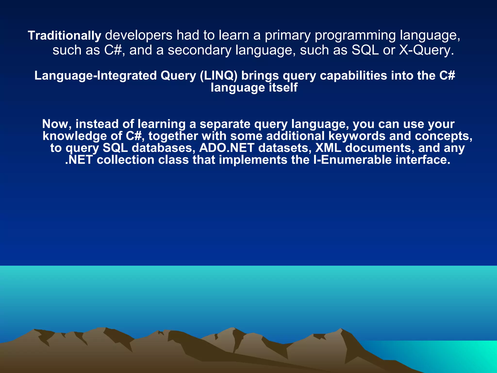 Linq presentation by vaidhesh | PPT