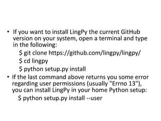 LingPy : A Python Library for Historical Linguistics | PPT