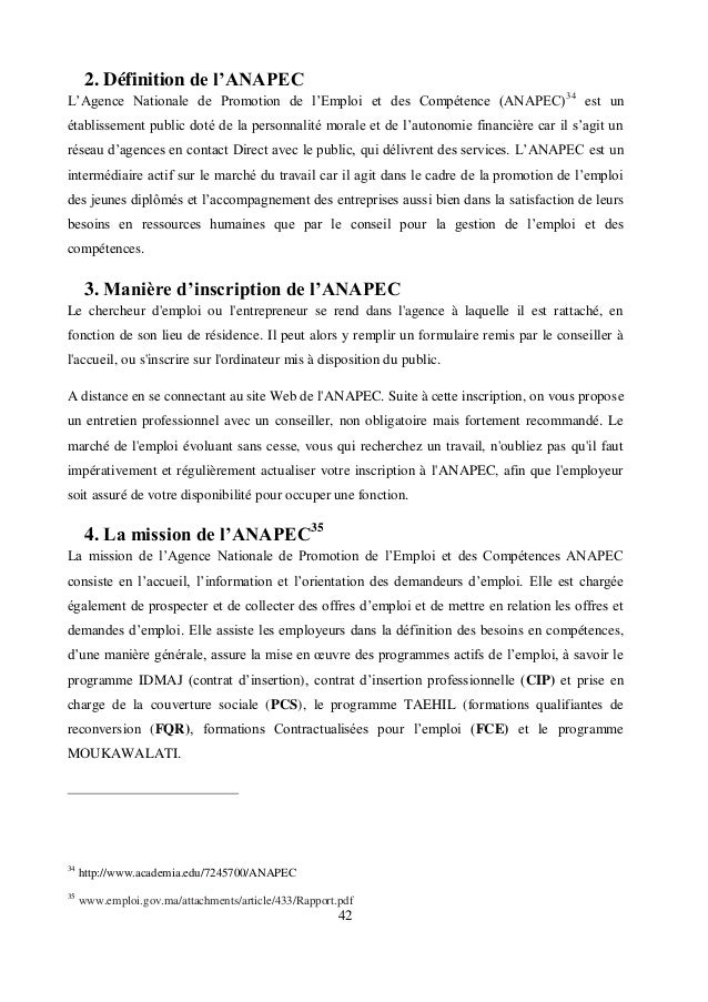Dispositif des Contrats d'Insertion (CI) Version améliorée - Anapec