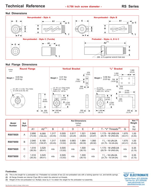 Lintech ball screw_rs075series_specsheet | PDF