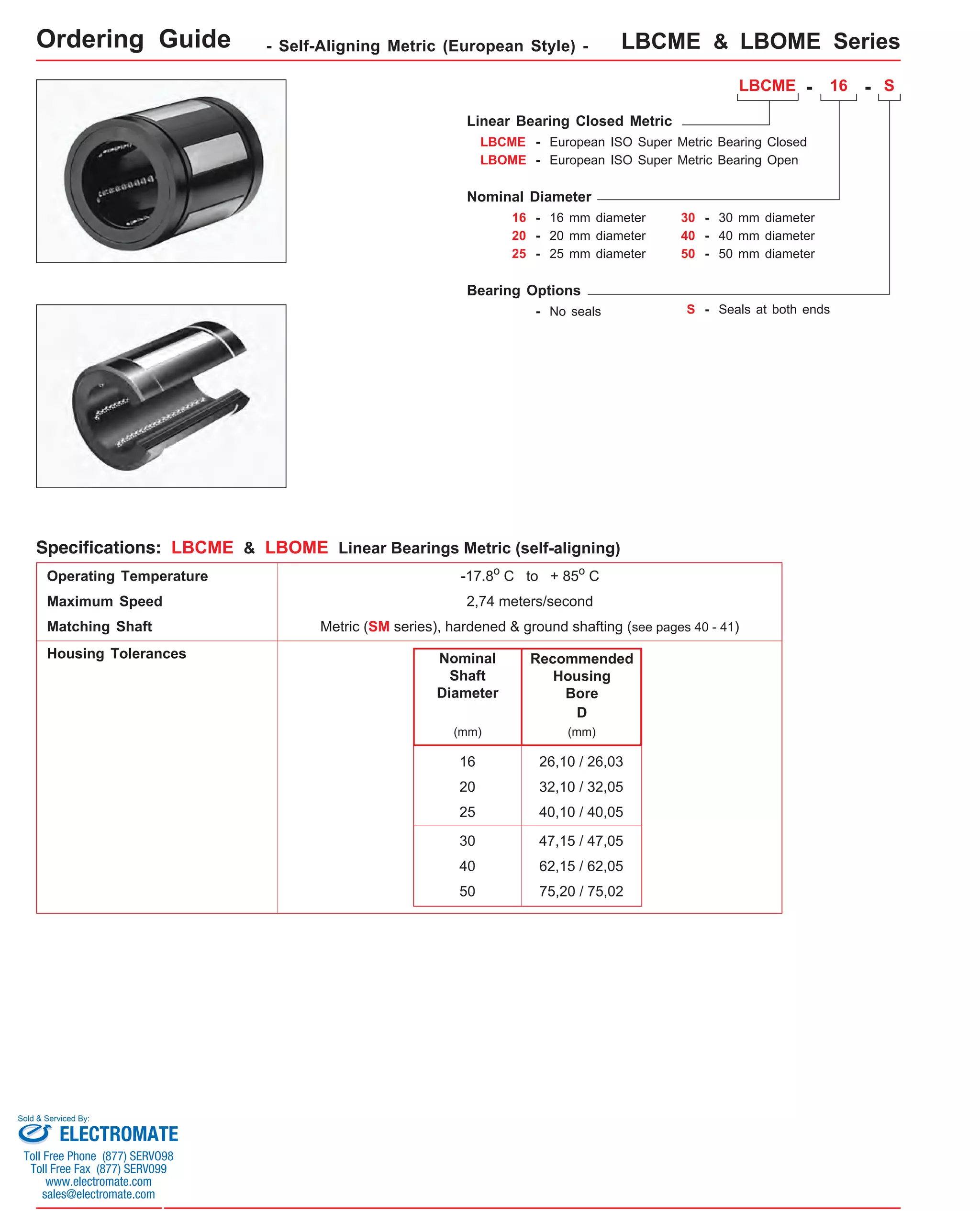Lintech round rail_bearings_specsheet | PDF
