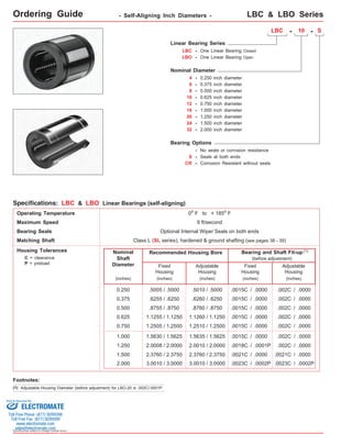 Lintech round rail_bearings_specsheet | PDF