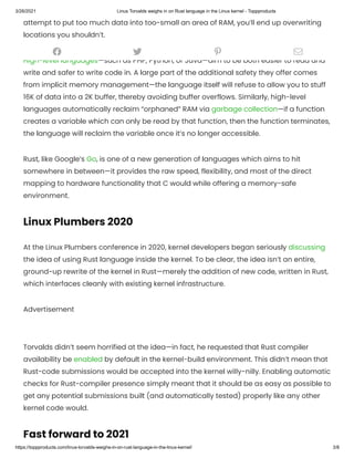 Linus torvalds weighs in on rust language in the linux kernel | PDF
