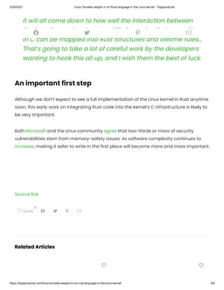 Linus torvalds weighs in on rust language in the linux kernel | PDF