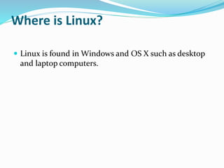 Linux Commands and info | PPTX | Operating Systems | Computer Software ...