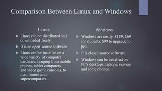Linux | PPTX | Operating Systems | Computer Software and Applications