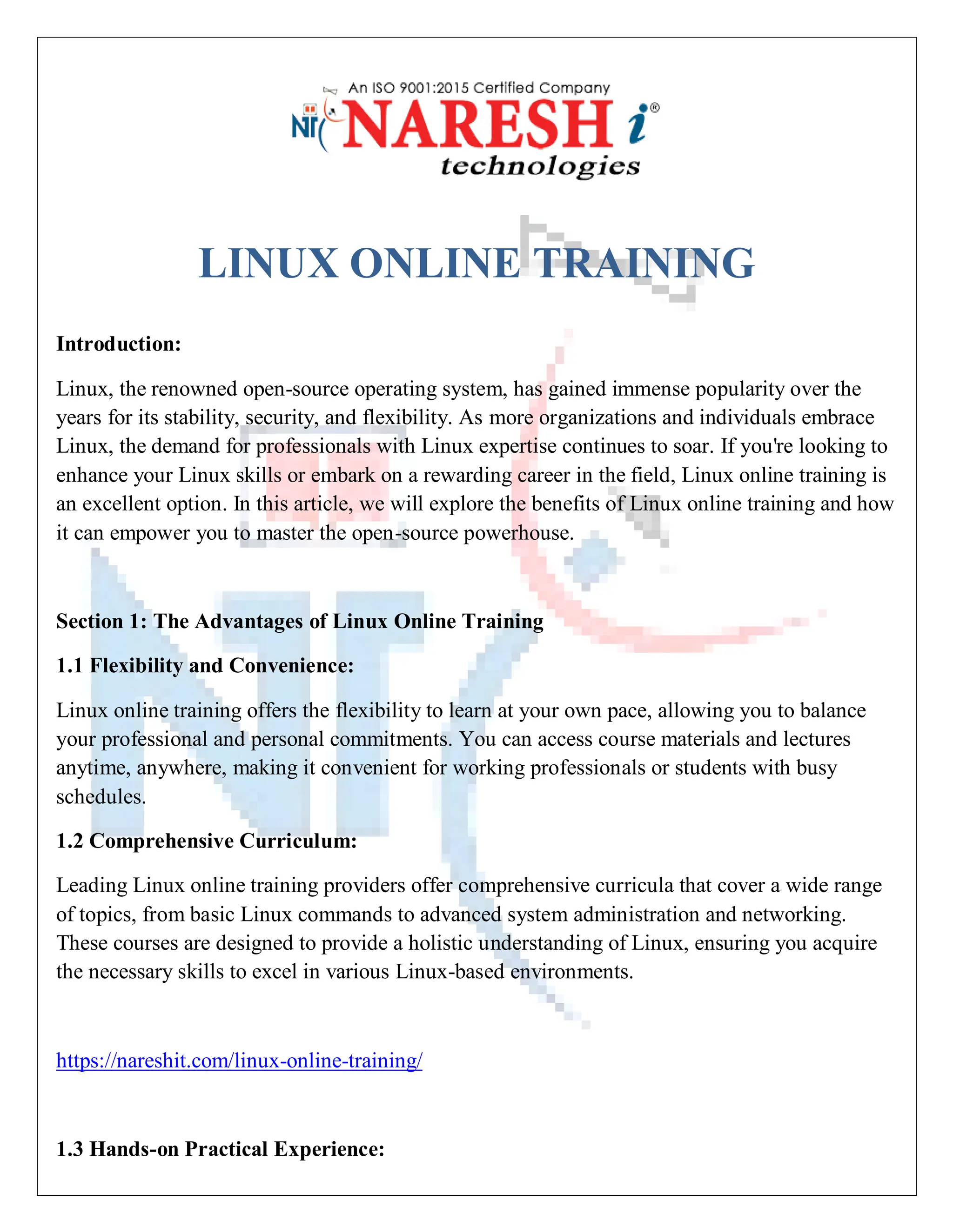 Linux Online Training. | PDF