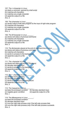 Linux MCQ Questions and Answers of OS, Commands | PDF