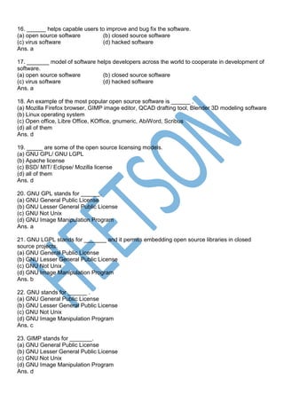 Linux MCQ Questions and Answers of OS, Commands | PDF