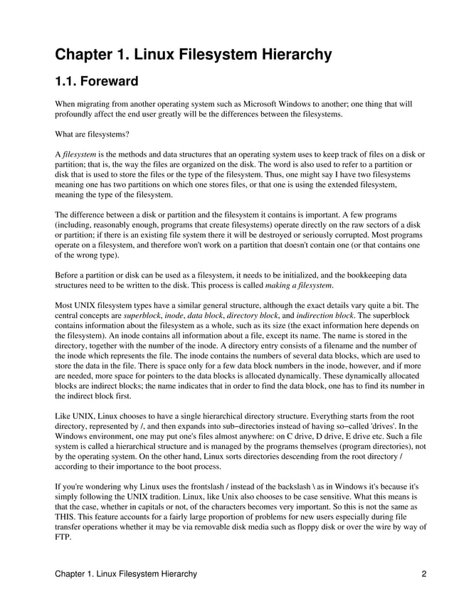 Linux filesystem-hierarchy | PDF | Operating Systems | Computer Software and Applications