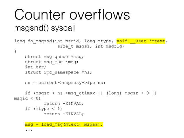 Exploitation of counter overflows in the Linux kernel | PPT