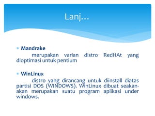 Pengenalan operatin system linux (linux fundamental) | PPT