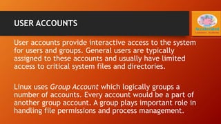 User Administration in Linux | PPSX | Operating Systems | Computer Software and Applications