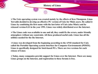 History of LINUX - R.D.Sivakumar | PPT