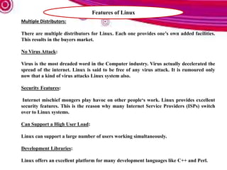 Features of LINUX - R.D.Sivakumar | PPT