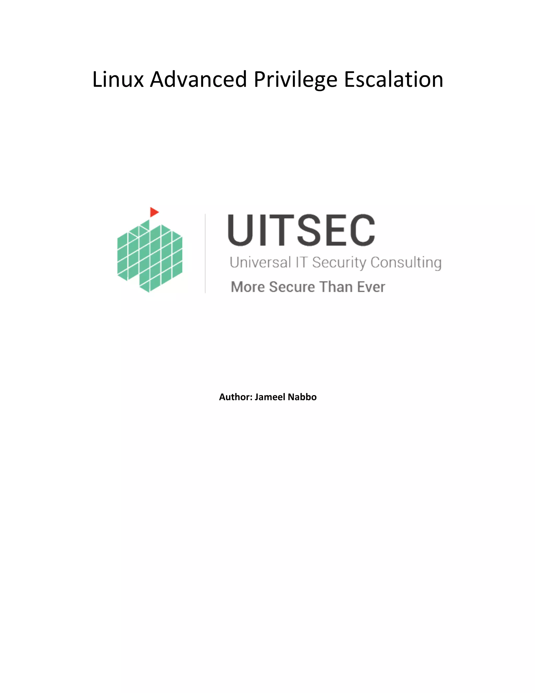 Linux advanced privilege escalation | PDF