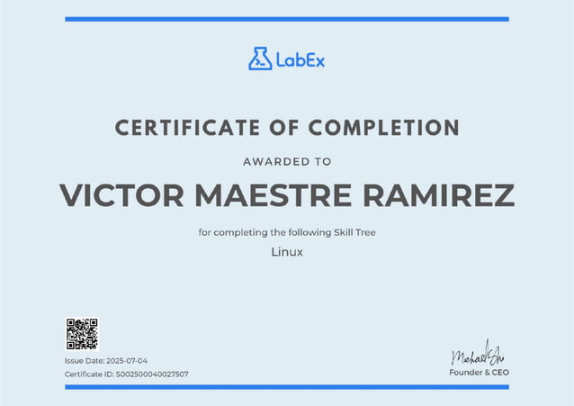 Linux Certificate of Completion - LabEx Certificate | PDF