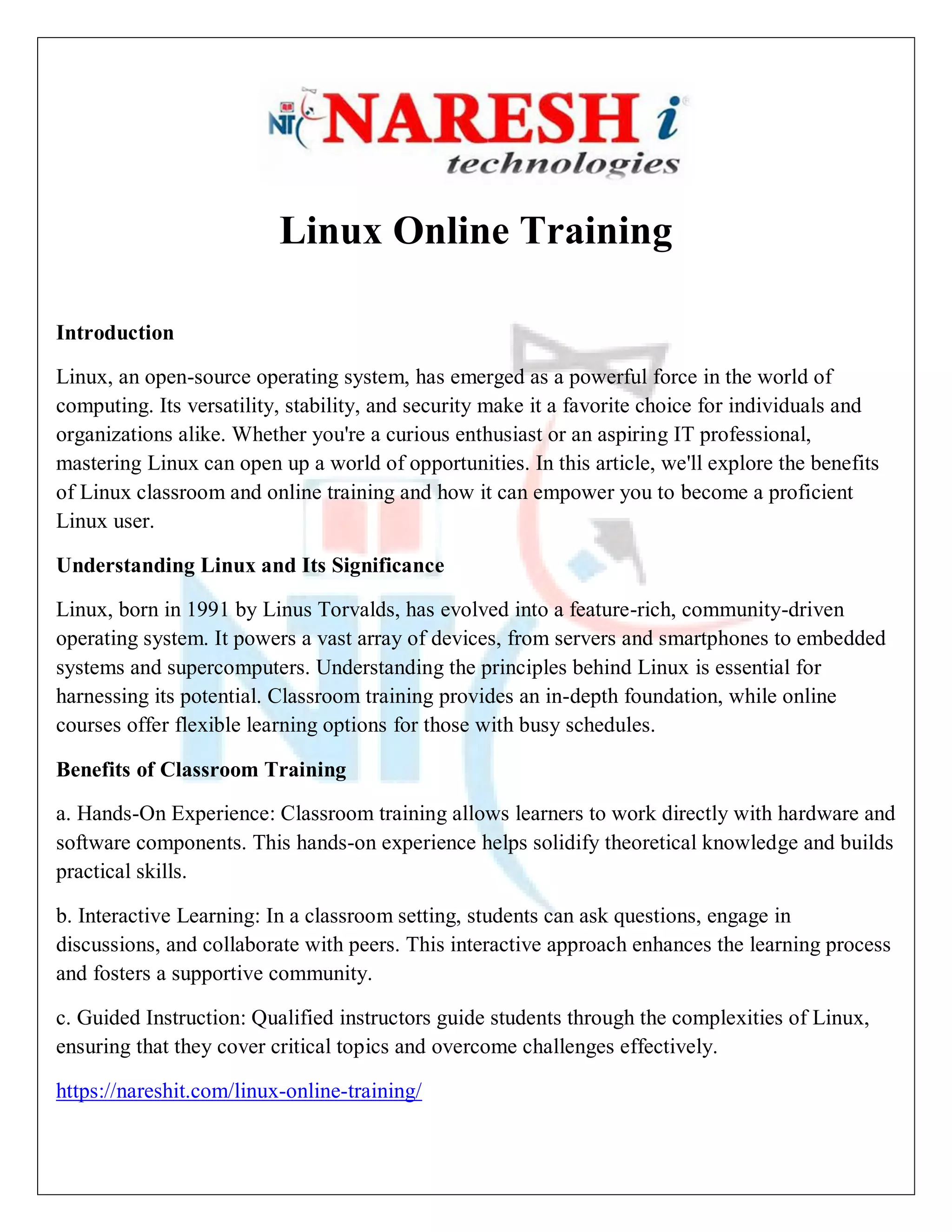 Linux Classroom and Online Training.pdf