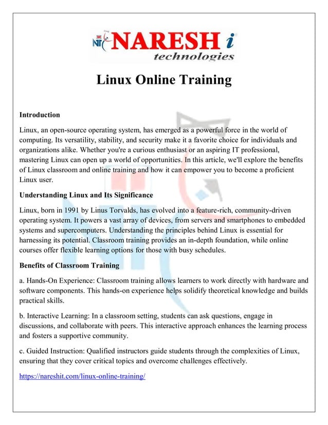 Linux Training NareshIT | PDF