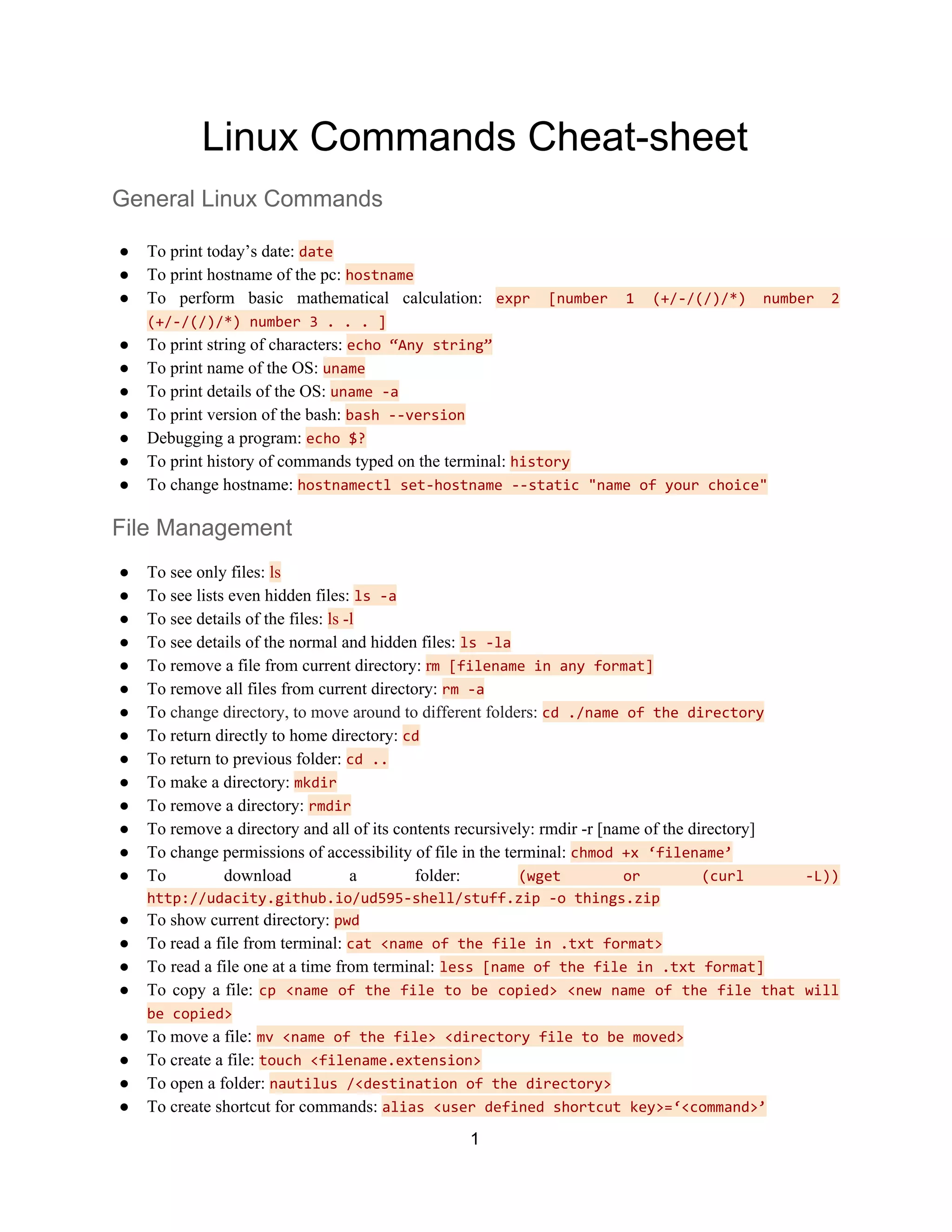 Linux Commands - Cheat Sheet | PDF