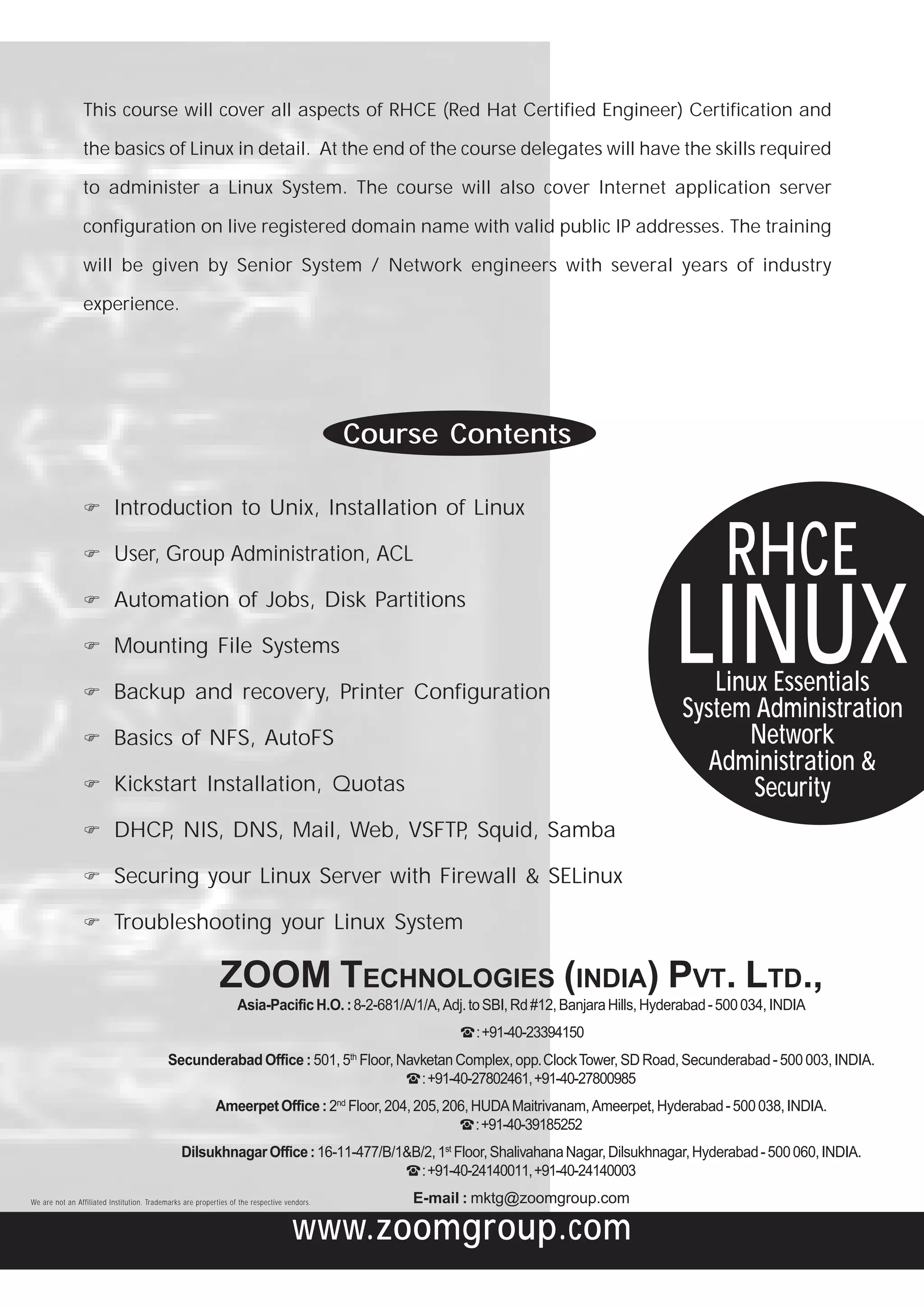 Linux course details | PDF