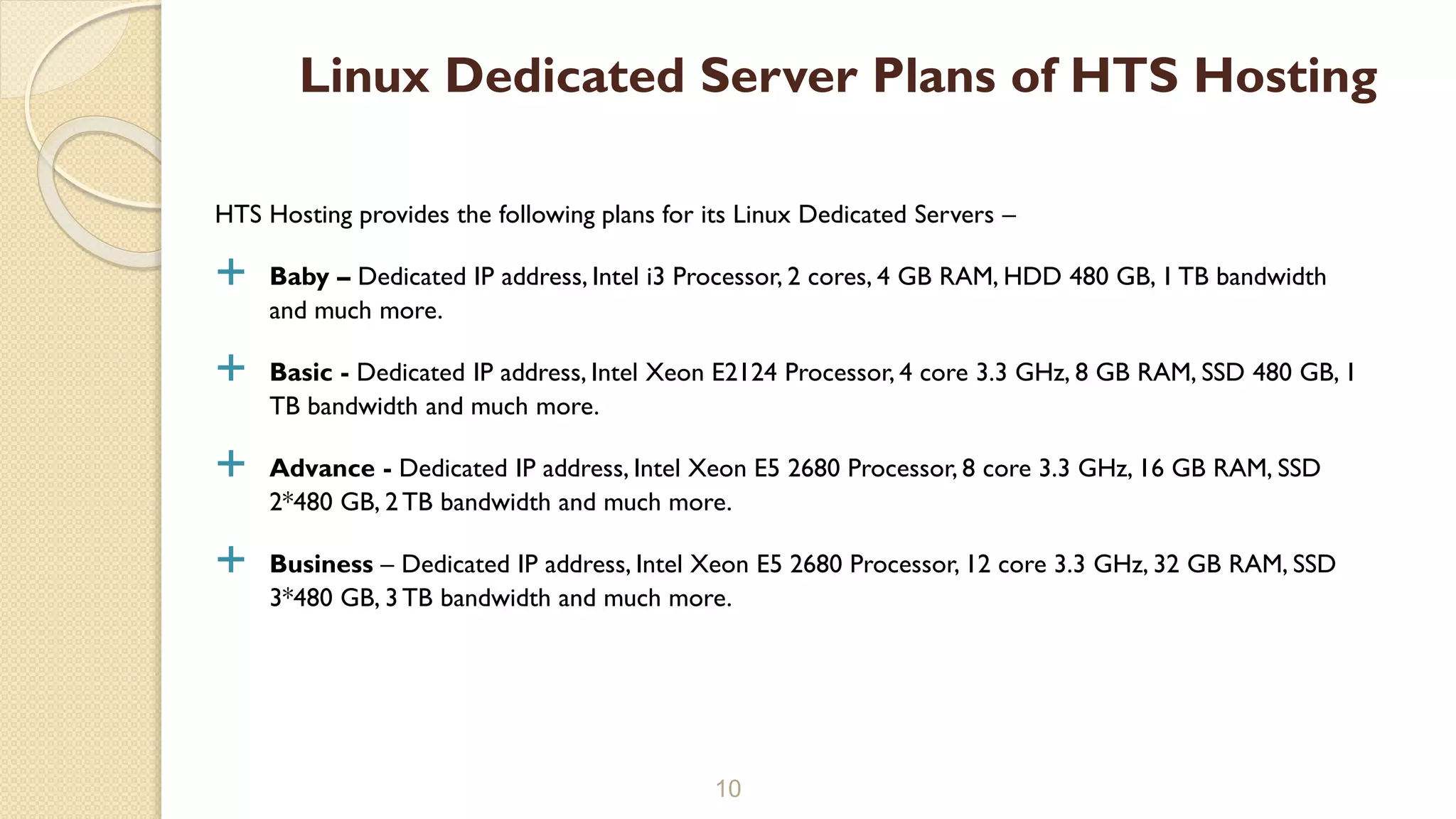 Linux Dedicated Server Plans | PPT
