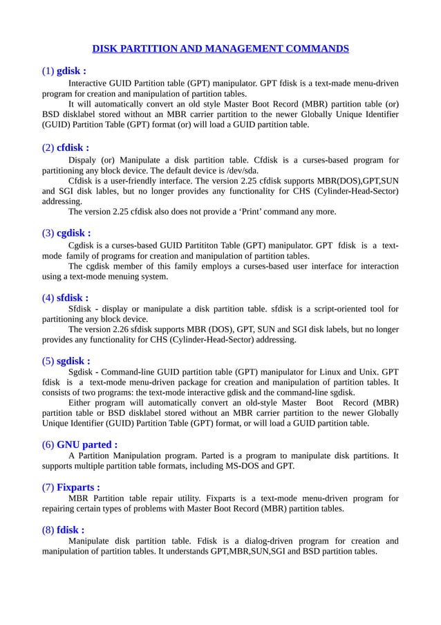Linuxdiskmanagementcommands | PDF