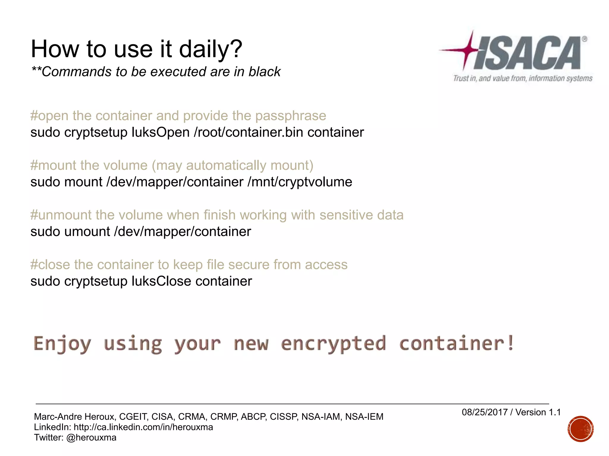 Linux encrypted container | PPT